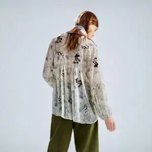 Zara | Tops | Zara Sheet Embroidered Floral Blouse | Poshmark